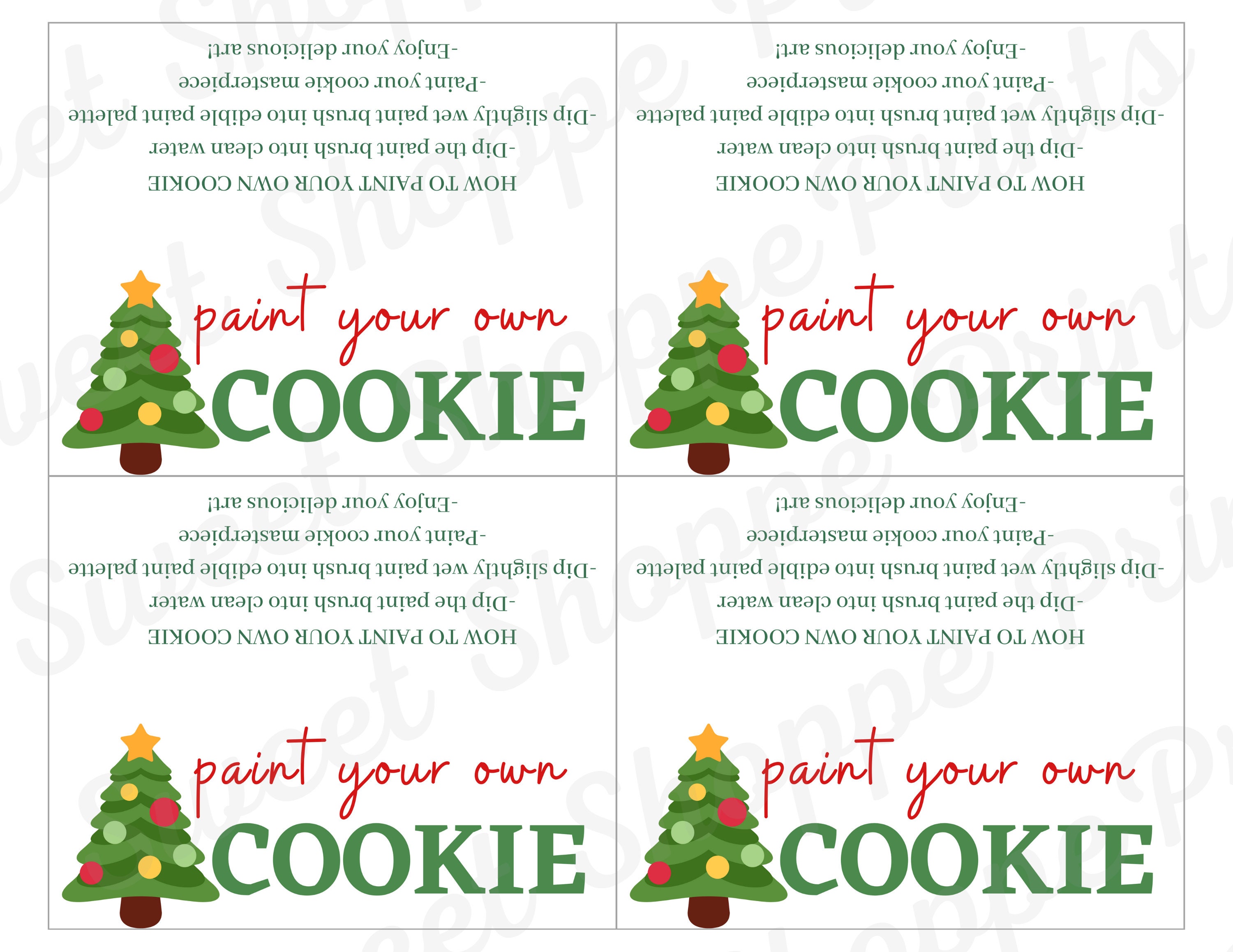 5x4 Cookie Bag Tag Christmas Tag Instant Download - Etsy