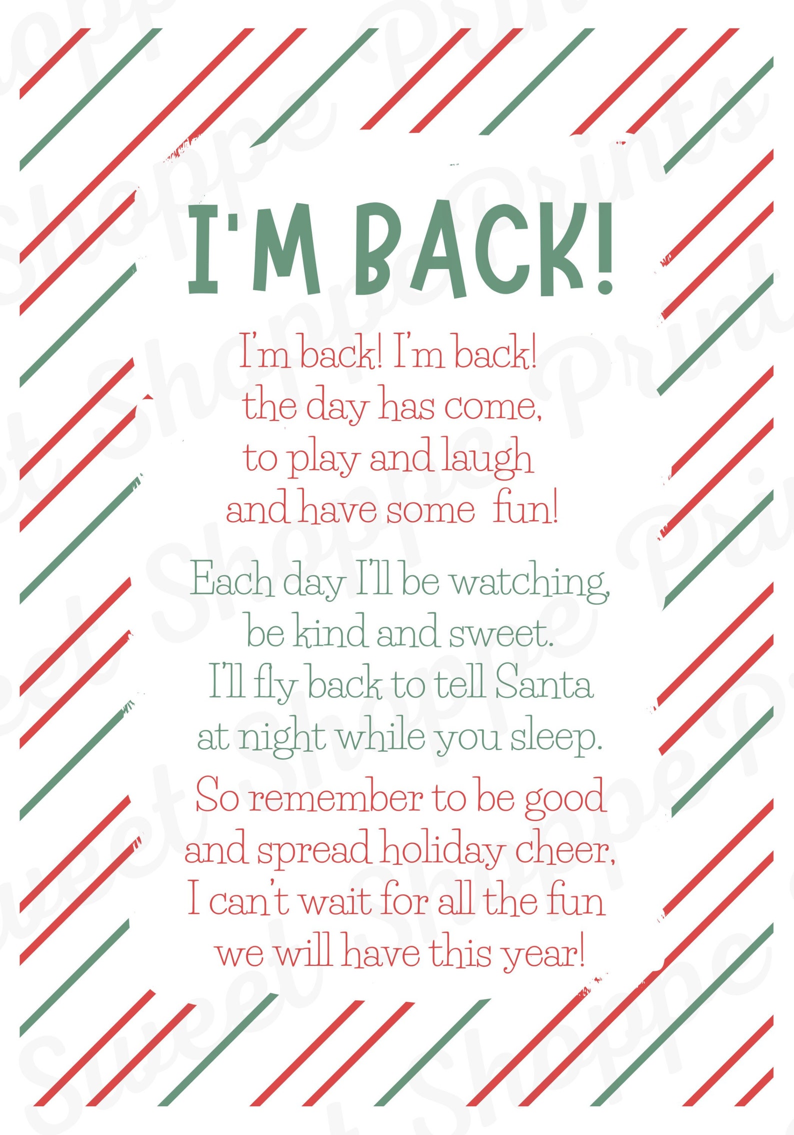 I'm Back! Elf Letter - Etsy