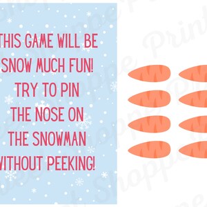 Pin the Nose on the Snowman - Etsy
