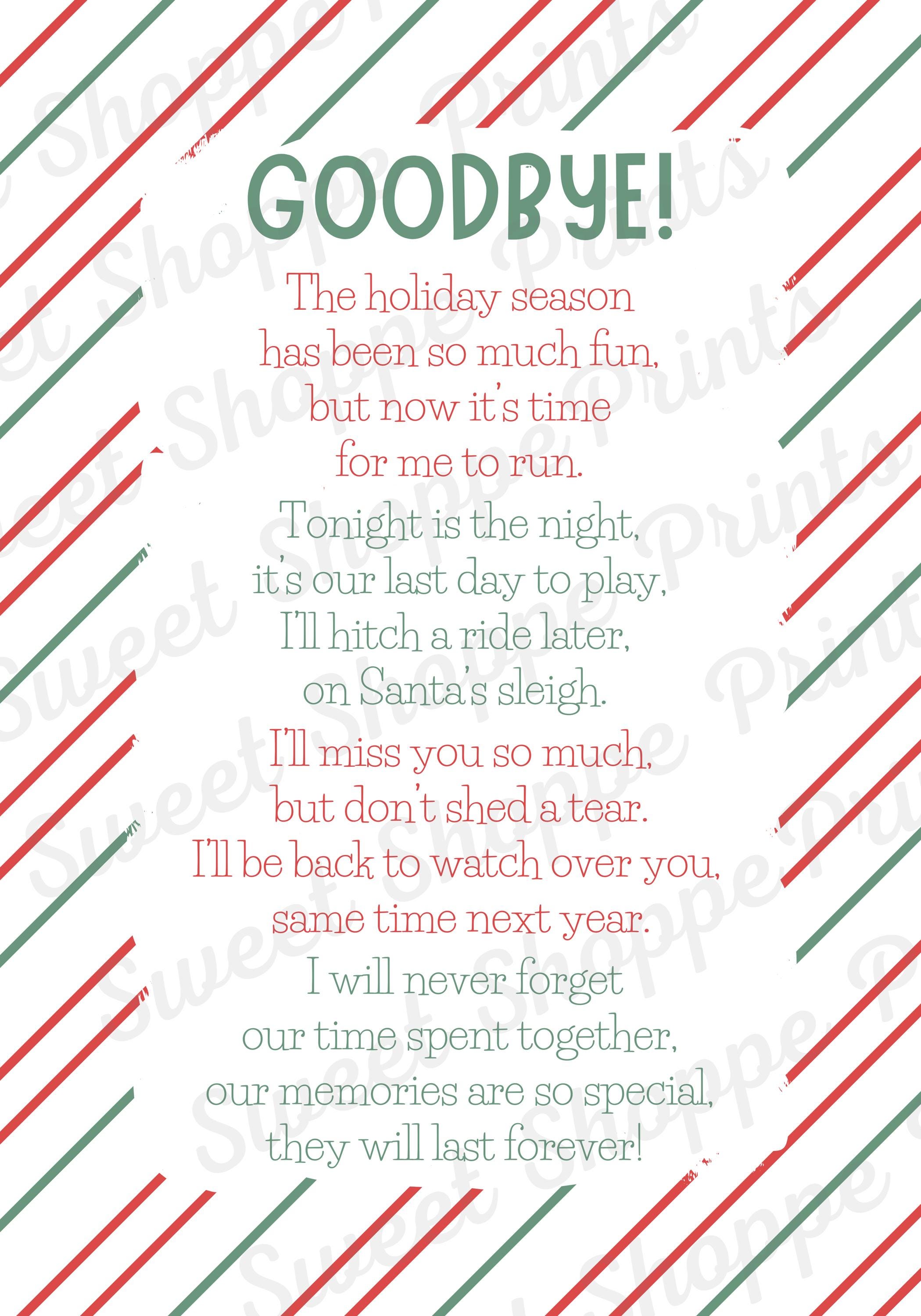 Goodbye Letter Elf Letter (single Elf) - Etsy