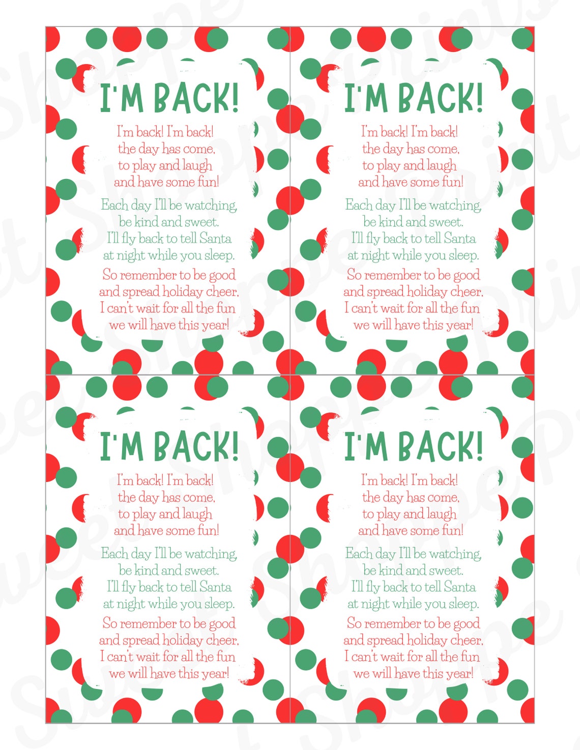 I'm Back Elf Letter - Etsy