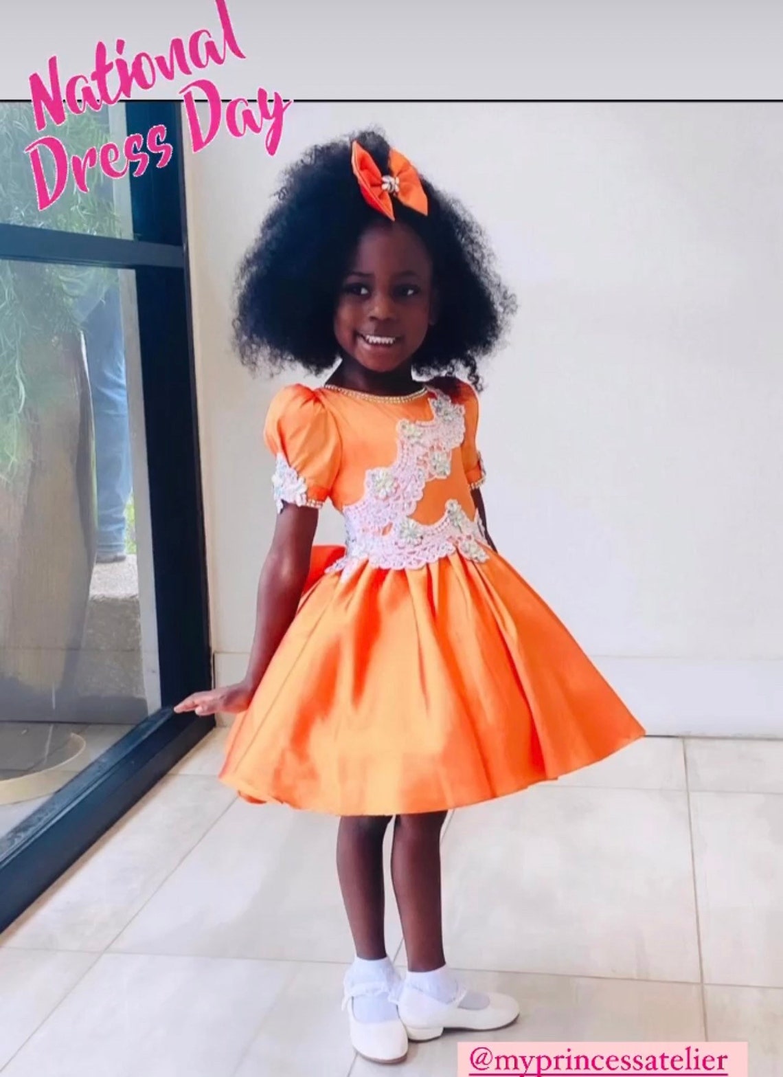 Orange Pageant Birthday Flower Girl Dress/ Natural Pageant Dress ...