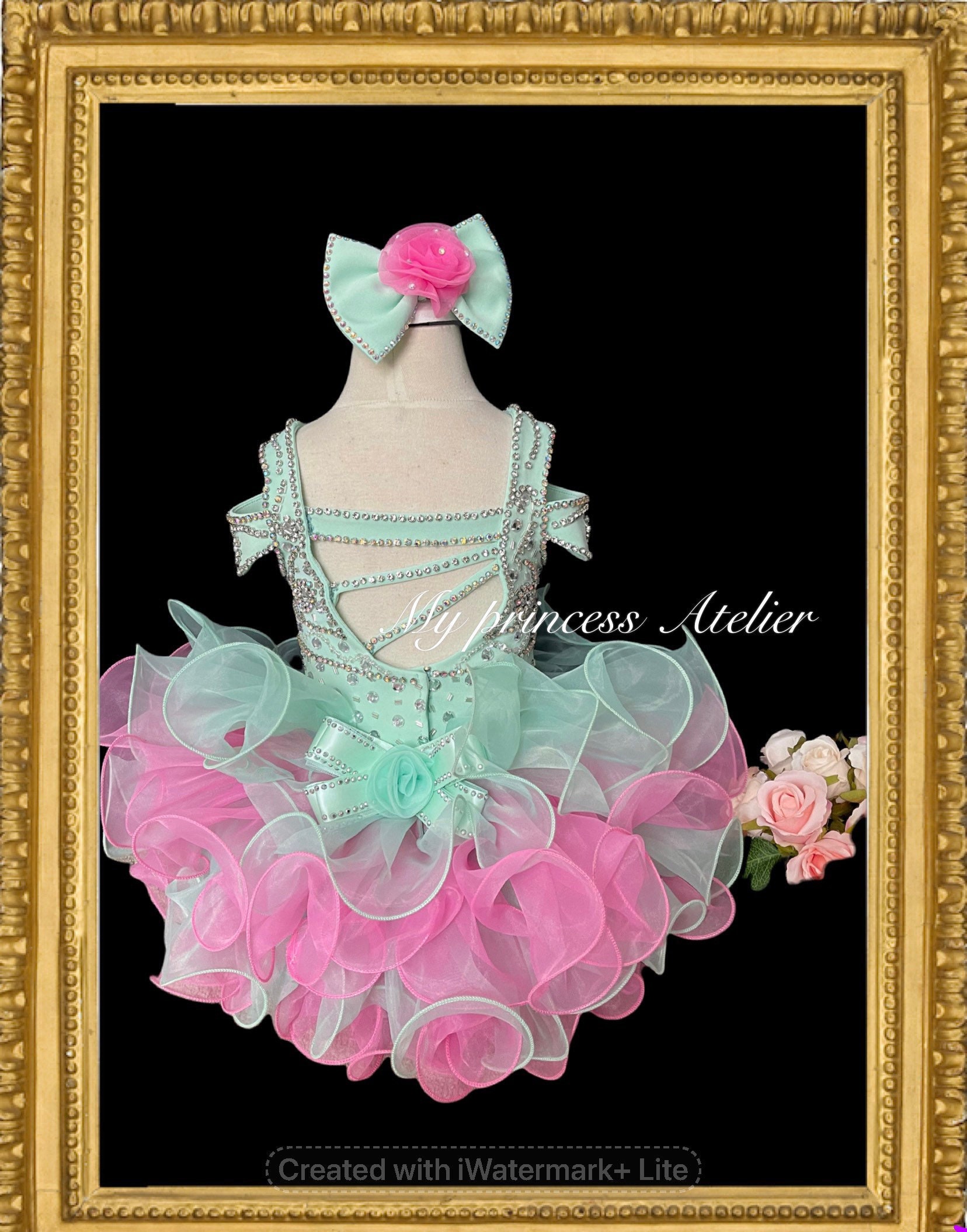 Pink Pageant Dress/ Pink Crystal Flower Girl Dress/ Pink First Birthday ...