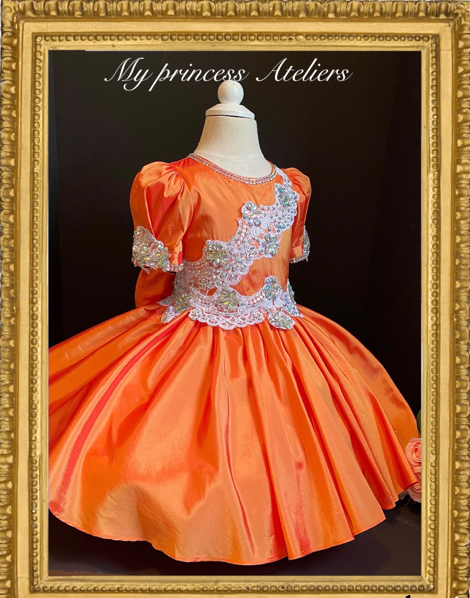 Orange Pageant Birthday Flower Girl Dress/ Natural Pageant - Etsy