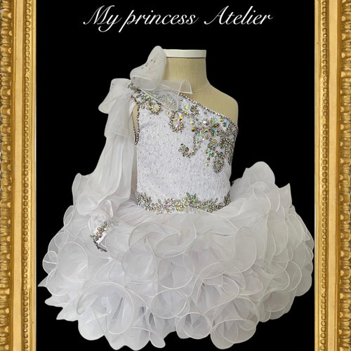 White Cupcake Pageant Dress Toddler Glitz Pageant Dress off - Etsy