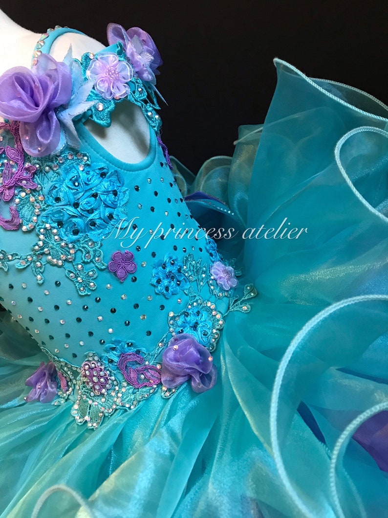 Glitz Pageant Dress Girl Aqua Purple Cupcake Dress Pageant - Etsy