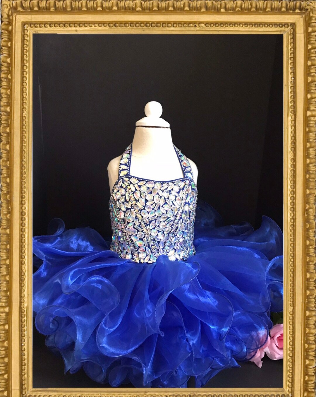 Blue Millennium Dress/ Blue Pageant Dress/ Pagean Sparkling Dress/ Blue ...