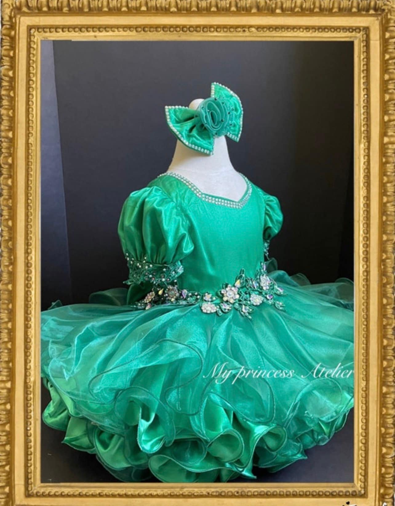 Natural Pageant Green Dress/ Emerald Pageant Glitz Dress/ Green Holiday ...