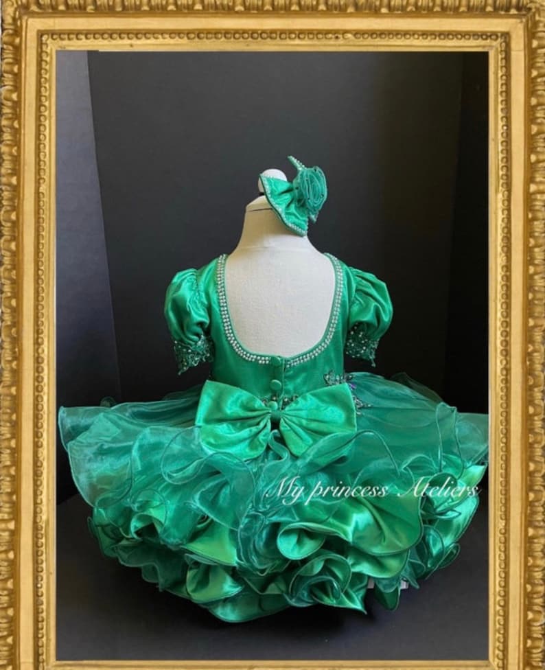 Natural Pageant Green Dress/ Emerald Pageant Glitz Dress/ Green Holiday ...