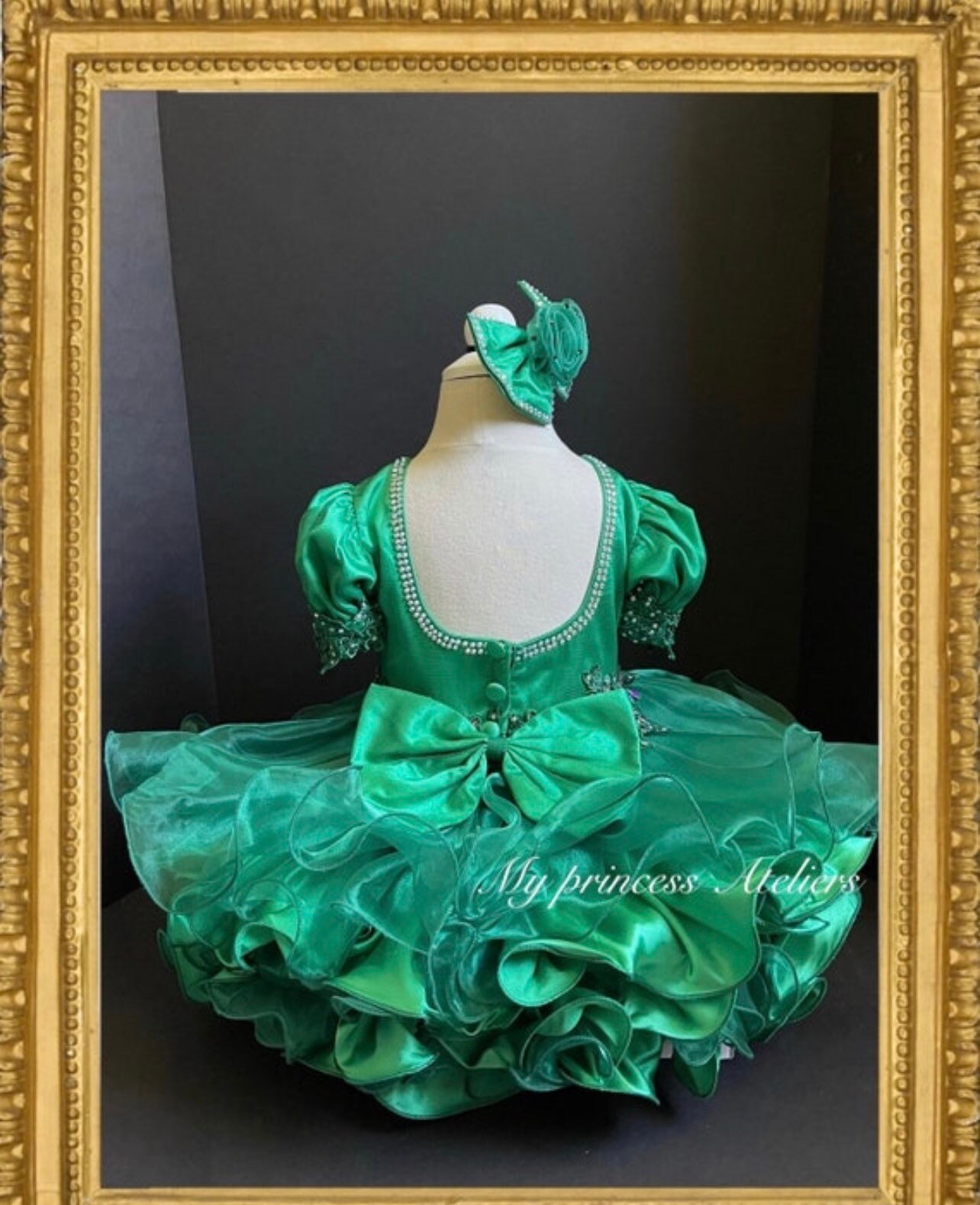 Natural Pageant Green Dress/ Emerald Pageant Glitz Dress/ Green Holiday ...