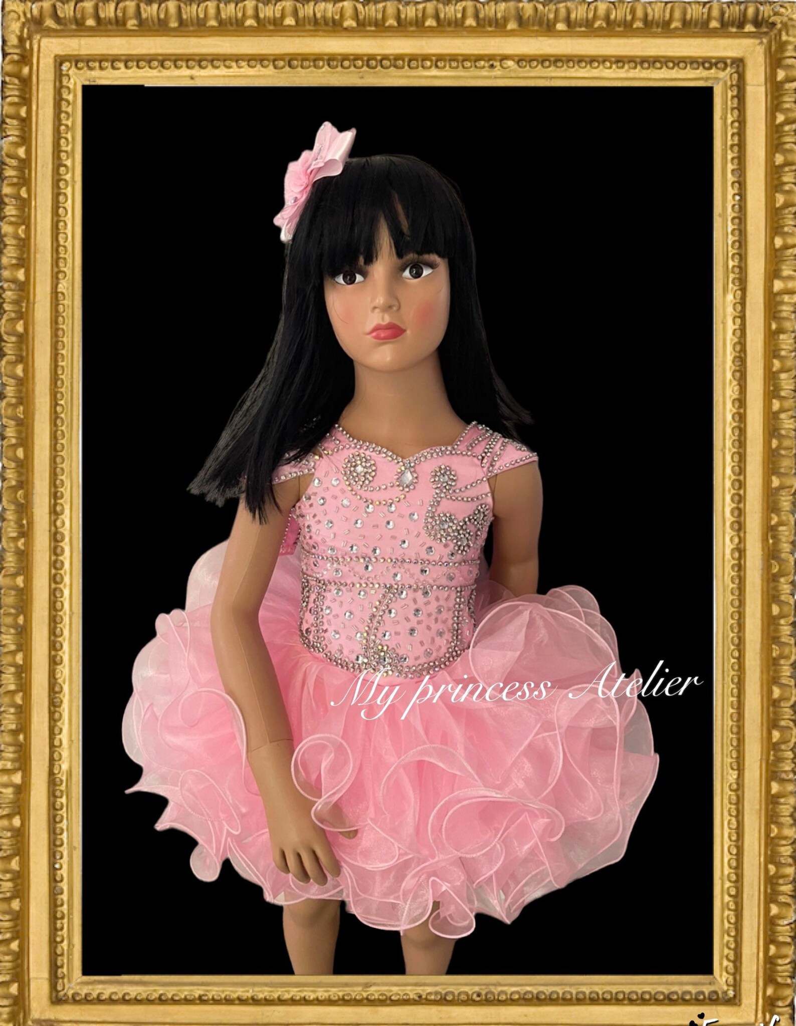 Pink Pageant Dress/ Pink Crystal Flower Girl Dress/ Pink First Birthday ...