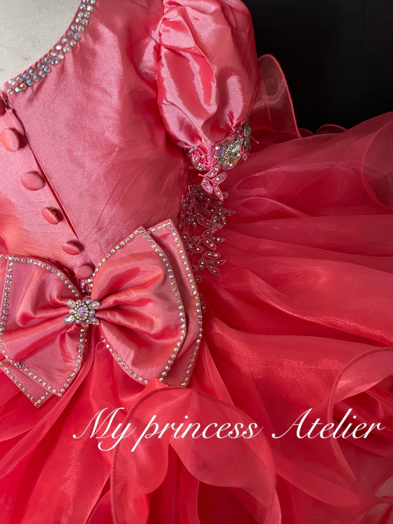 Girl Natural Pageant Dress, Girl Coral Birthday Dress, Coral Flower ...