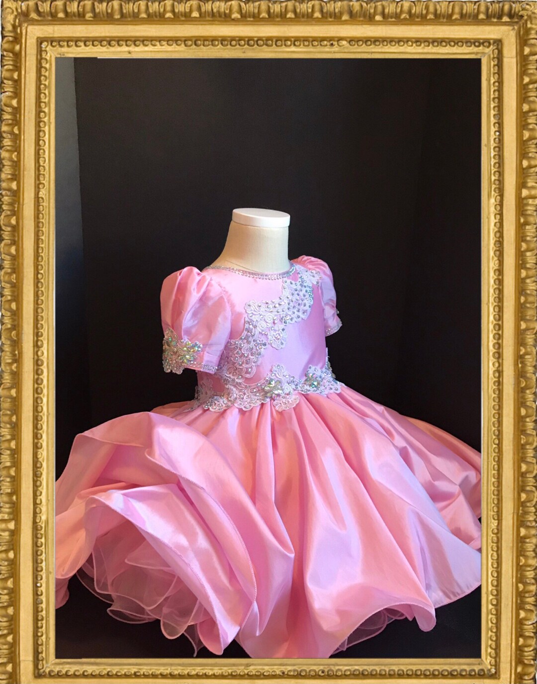 Natural Pageant Dress, Pink Couture Girl Dress, Princess Pink Taffeta ...
