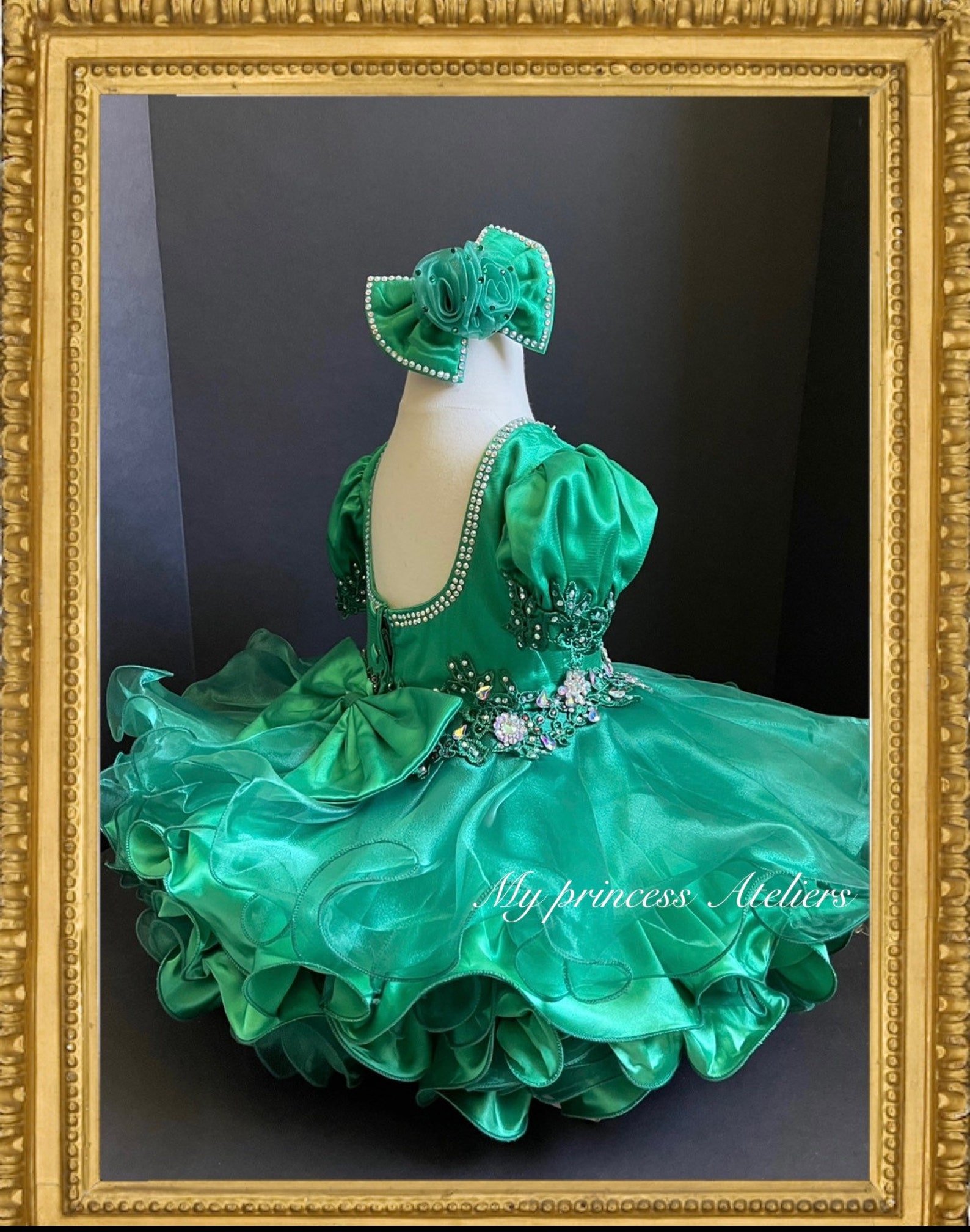 Natural Pageant Green Dress/ Emerald Pageant Glitz Dress/ Green Holiday ...