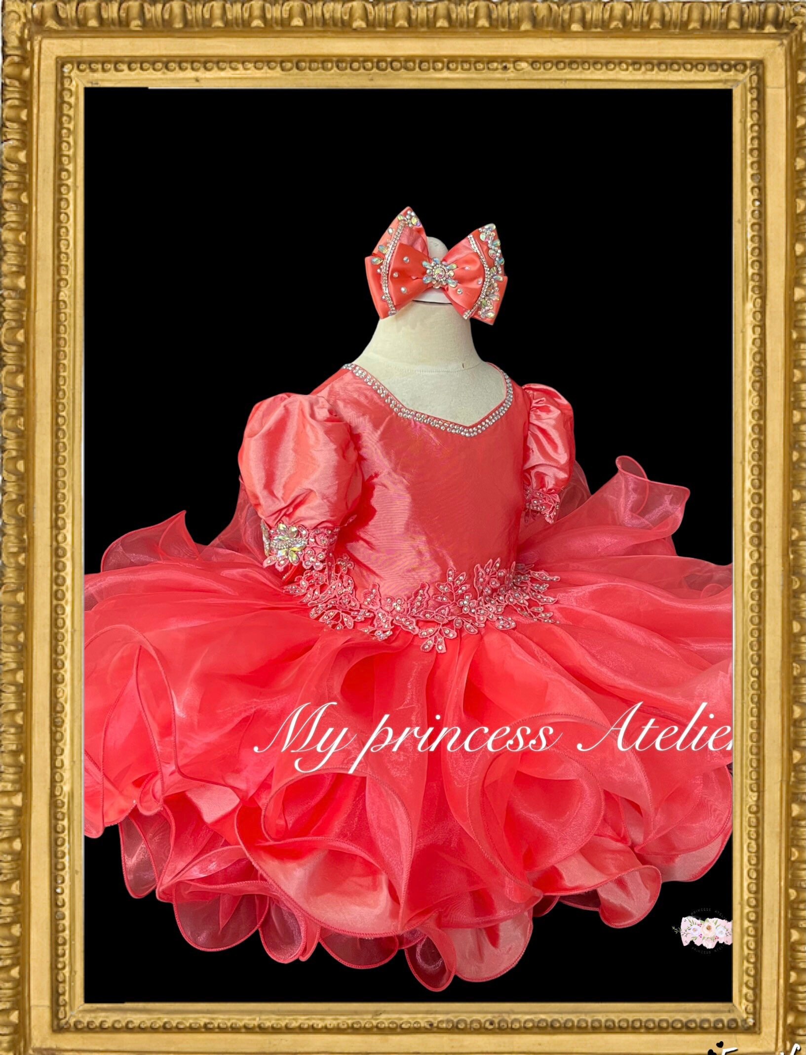 Girl Natural Pageant Dress Girl Coral Birthday Dress Coral | Etsy