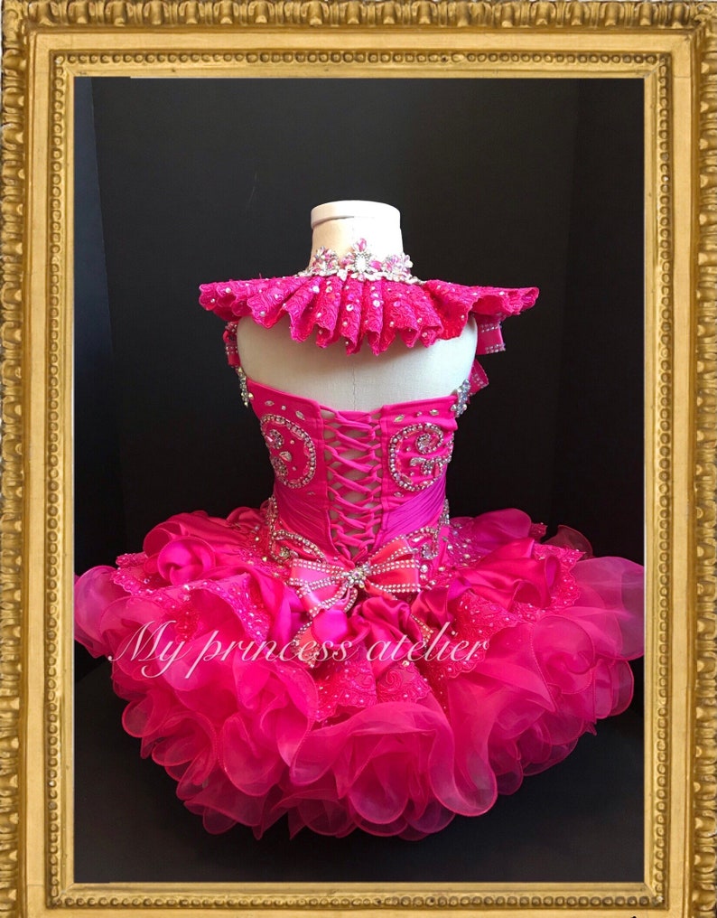 Girl Fuchsia Hot Pink Pageant Dress/ Girl First Birthday Party Dress ...