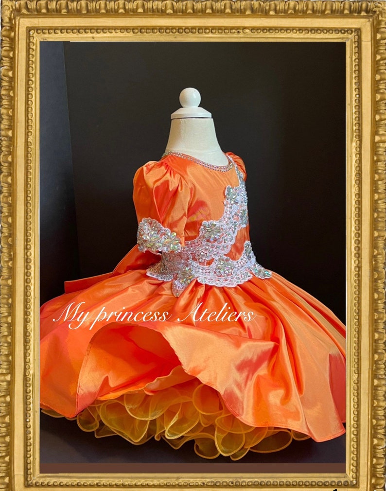 Orange Pageant Birthday Flower Girl Dress/ Natural Pageant - Etsy