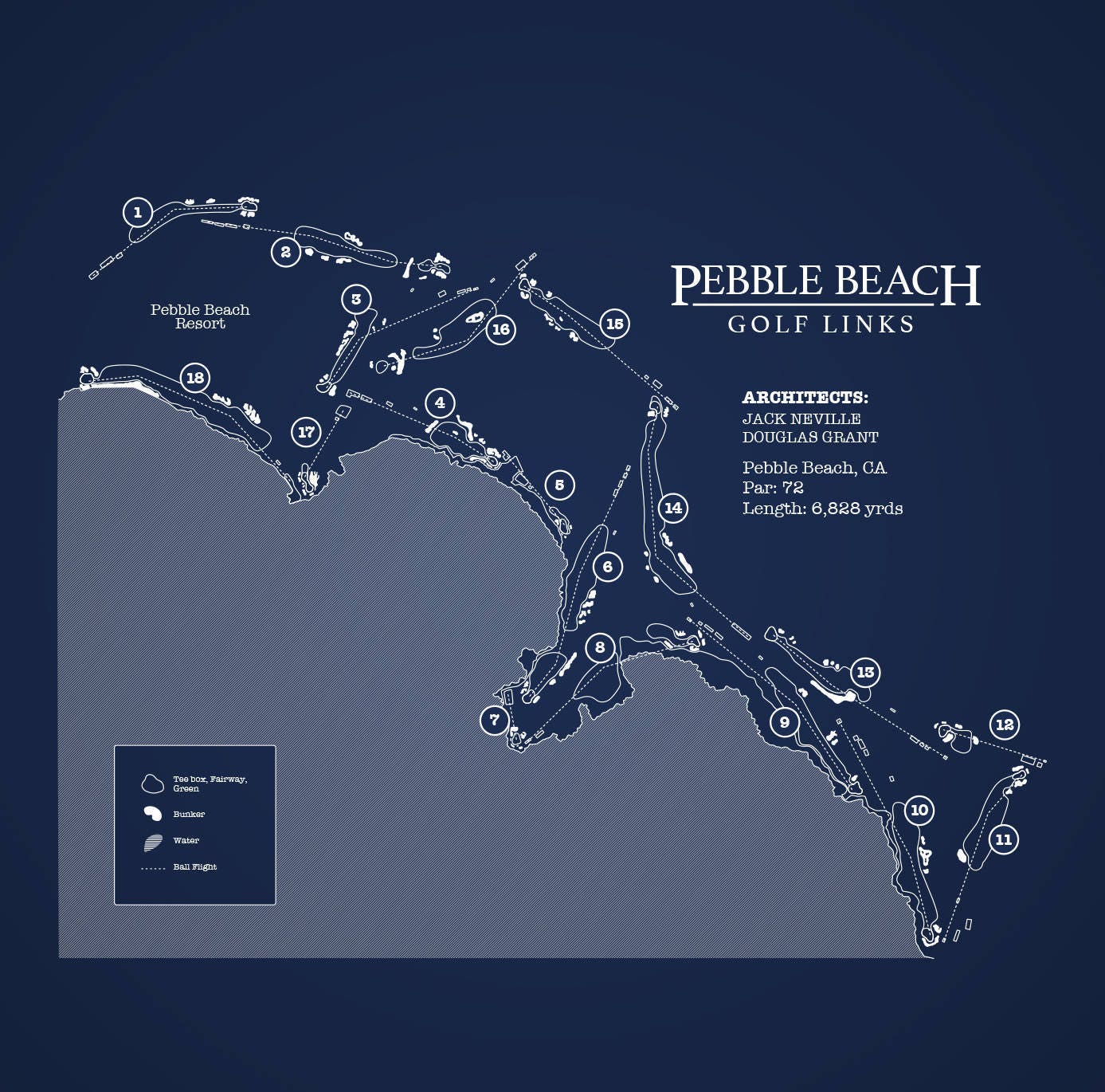 Pebble Beach Golf Links Course Map - Digital Download - Etsy