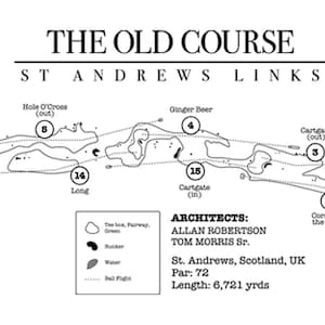 12x24 - St. Andrews Old Course Map - B/W - Digital Download - Etsy