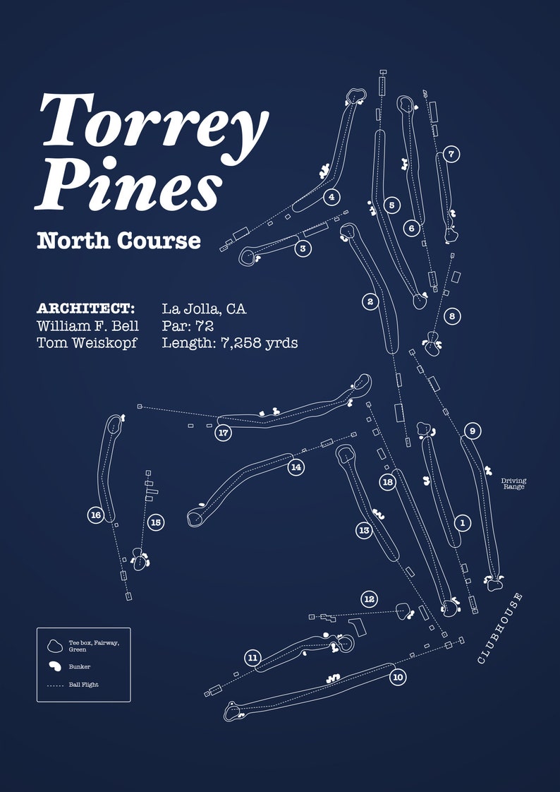 Torrey Pines North Course Map Digital Download - Etsy Hong Kong