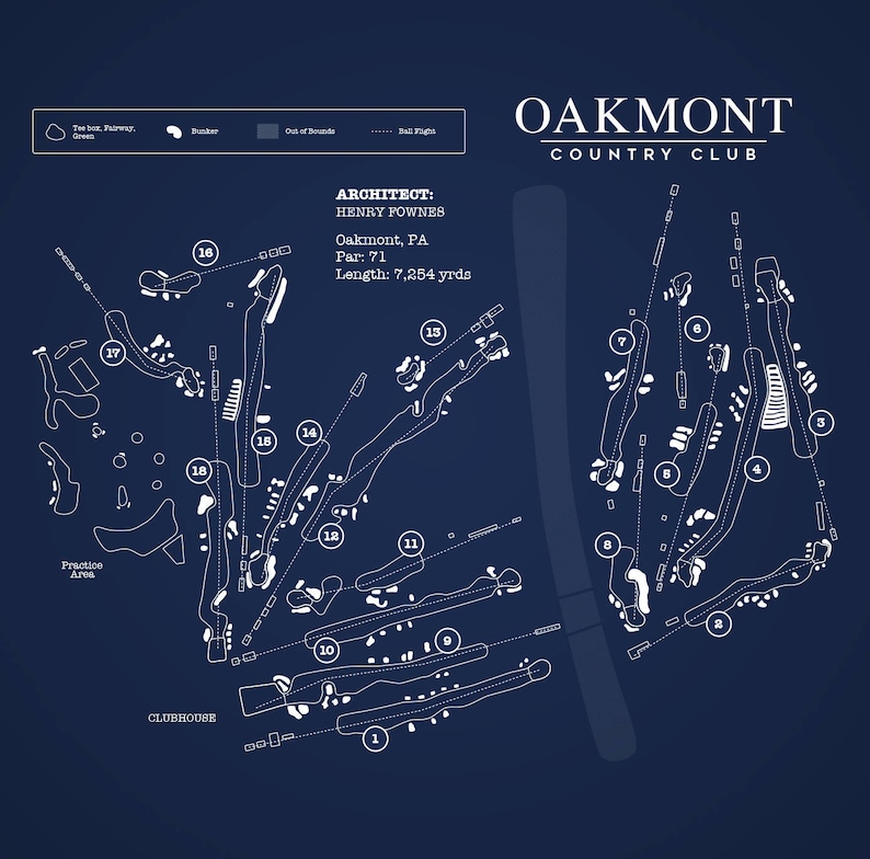 Oakmont Country Club Course Map Digital Download - Etsy