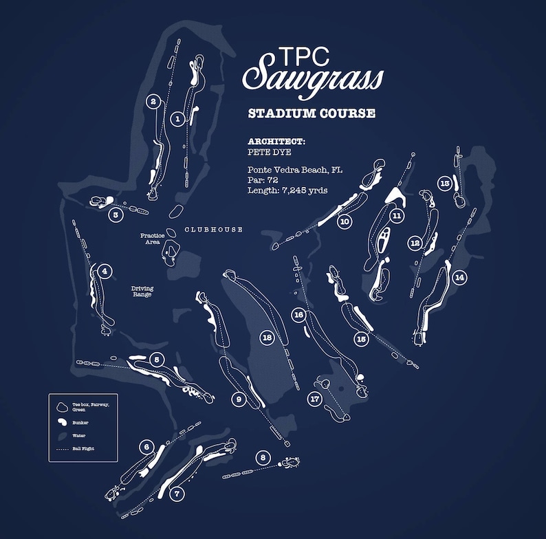 TPC Sawgrass Stadium Course Map - Digital Download - Etsy