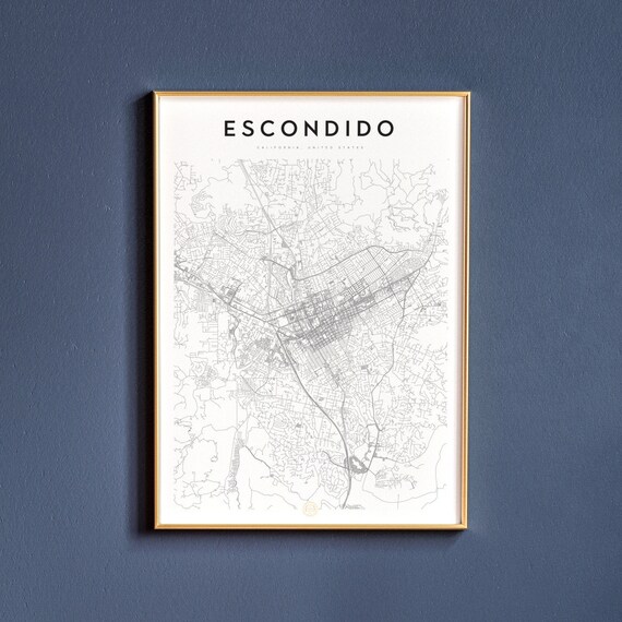 Prints Wall Hangings Wall Décor Minimalist Escondido Map Escondido Map ...