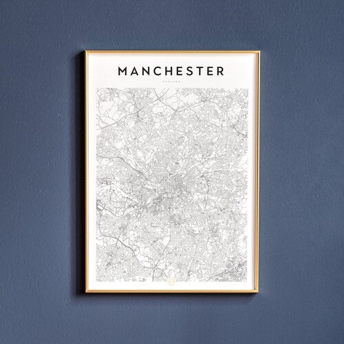 Manchester Map Art Print Manchester Wall Map Poster | Etsy