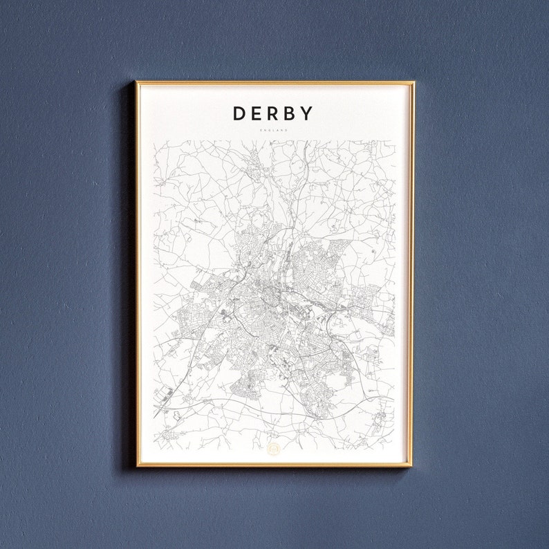 Derby England Derby Map Derby Print Derby Wall Art Derby | Etsy