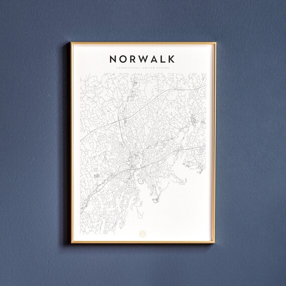 Norwalk Connecticut Norwalk map Norwalk print Norwalk wall - Etsy España