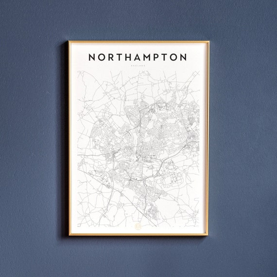 Northampton Map Poster Digital Map Print Northampton England Map Print ...