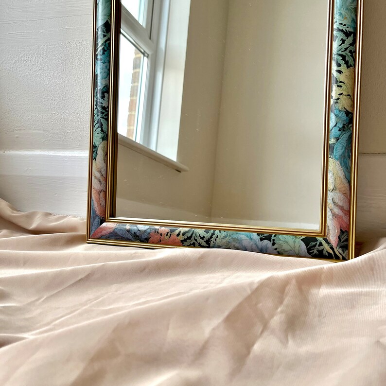 Original Vintage 80s Wooden French Floral Portrait Wall Mirror ...
