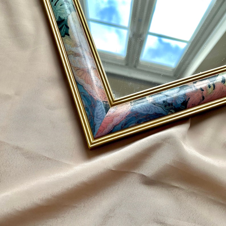 Original Vintage 80s Wooden French Floral Portrait Wall Mirror ...