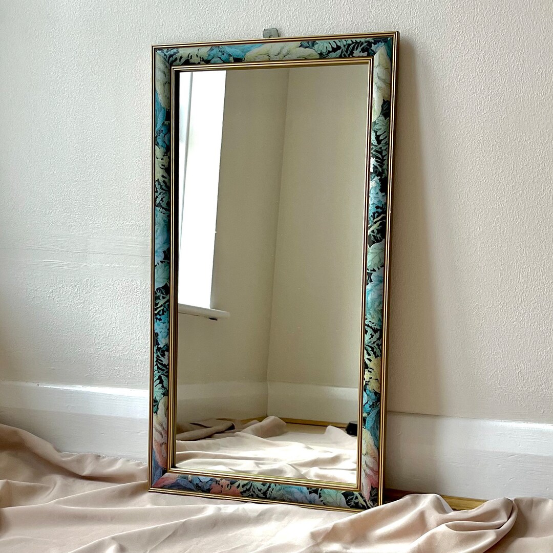 Original Vintage 80s Wooden French Floral Portrait Wall Mirror ...