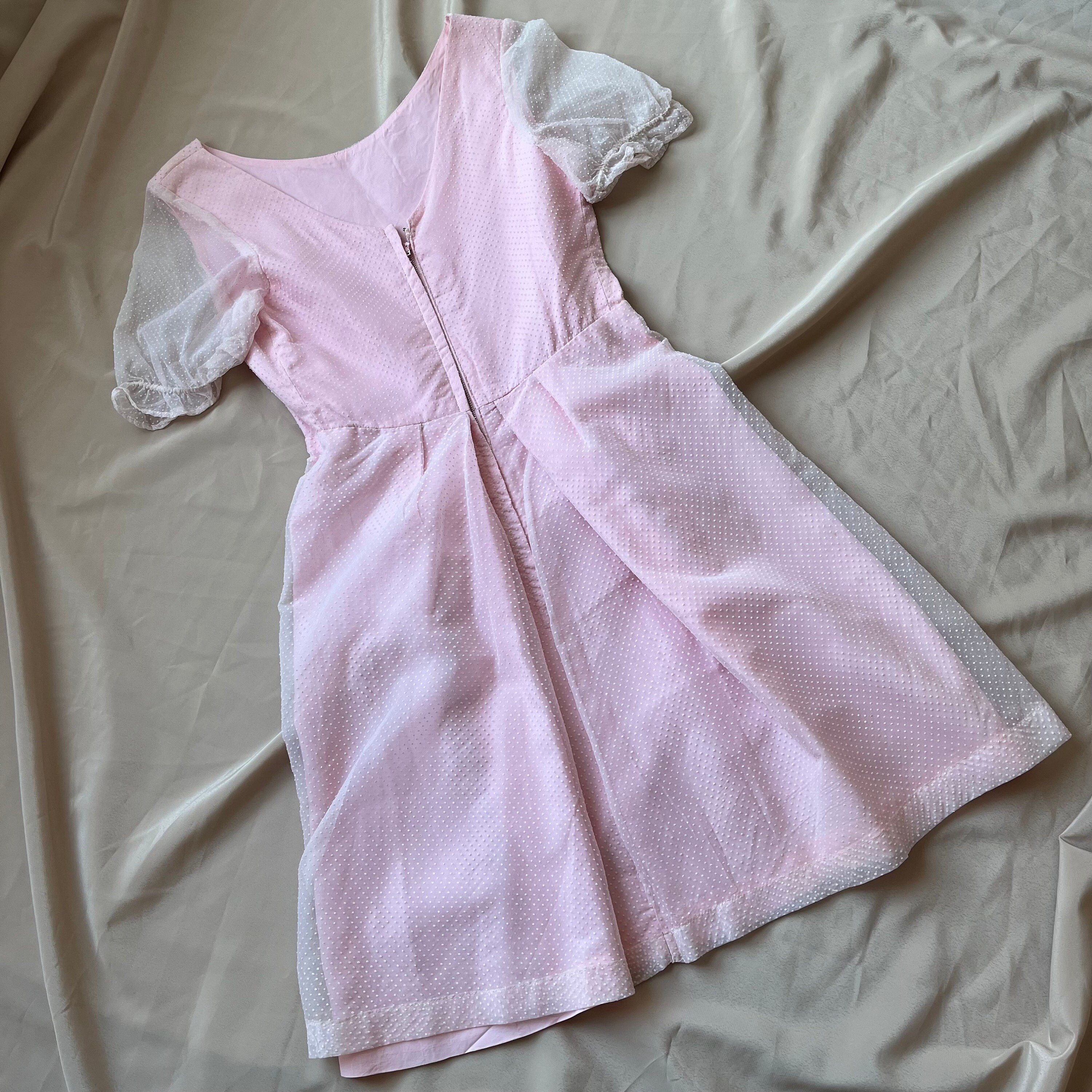 Original 60s Mon Cherie Mini Dress Milkmaid Swiss Polka Mesh Overlay ...