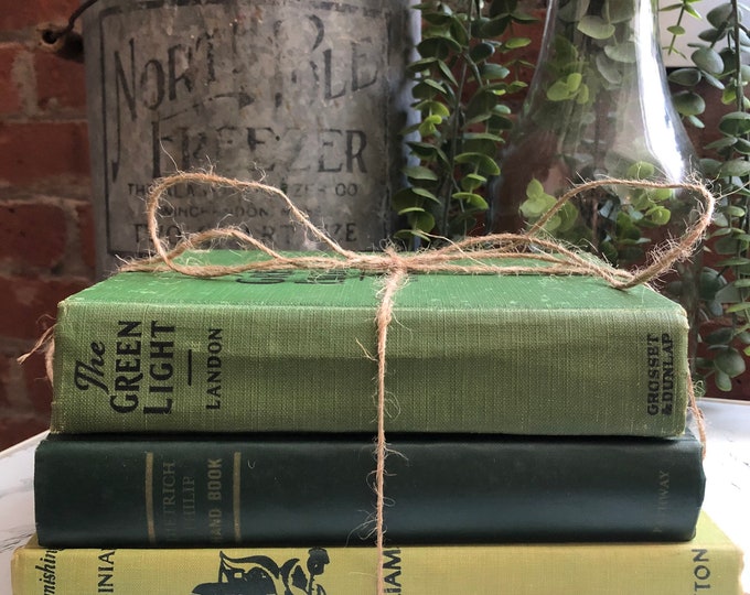 Vintage Book Stack, Rustic Book Decor, Antique Books for Rustic ...