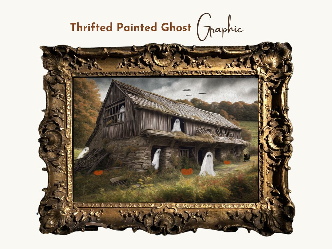 Barn Ghost Painting Artwork Printable Wall Art Thrifted - Etsy