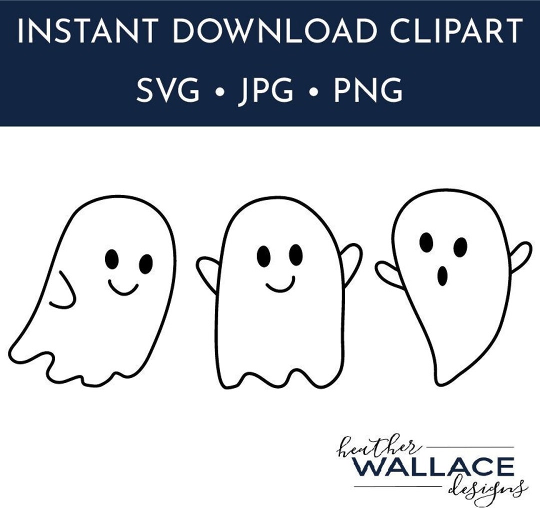 Cute Halloween Ghosts Clipart Graphic Instant Download PNG Jpg SVG ...