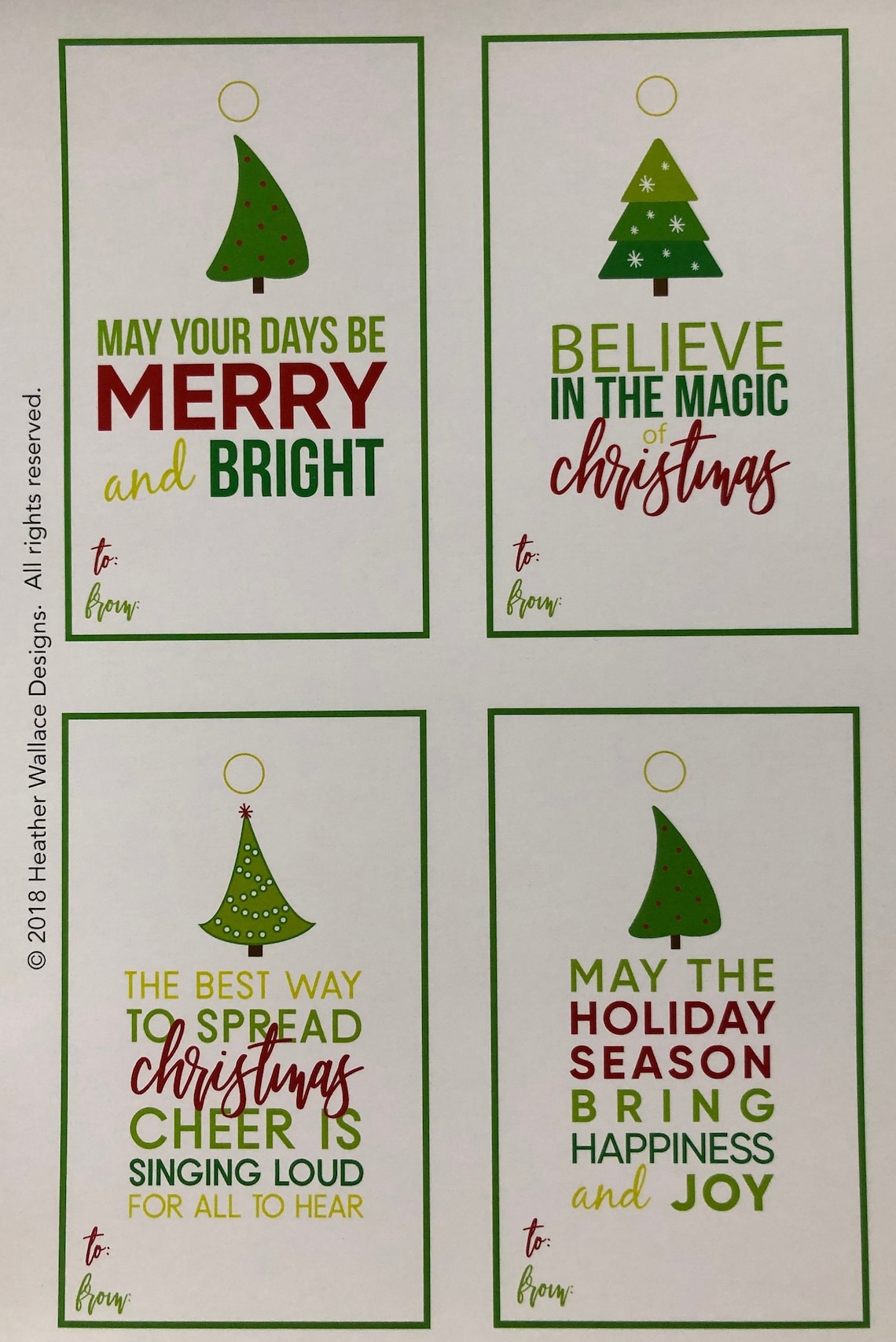 Whimsical Christmas Tree Gift Tags Customize with Corjl | Etsy