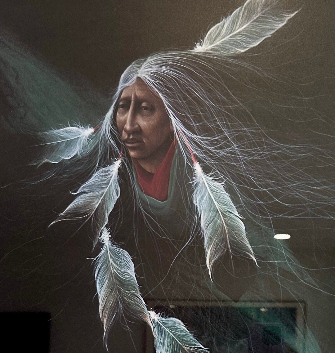 Frank Howell Stunning Large Framed “dark Spring” Portrait of Native ...