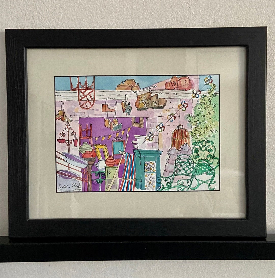 Original Katalin Ehling Whimsical Watercolor “old Shoe Hotel” Signed - Etsy