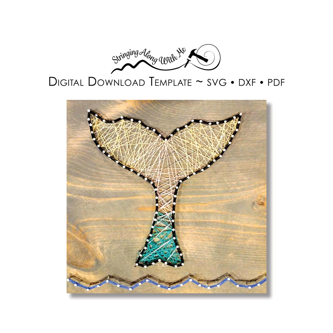 Mermaid Tail String Art Template - DIY Craft Svg Dxf Pdf (digital ...