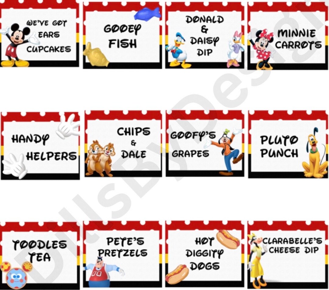 12 Mickey Mouse Clubhouse Food Labels - Etsy Finland