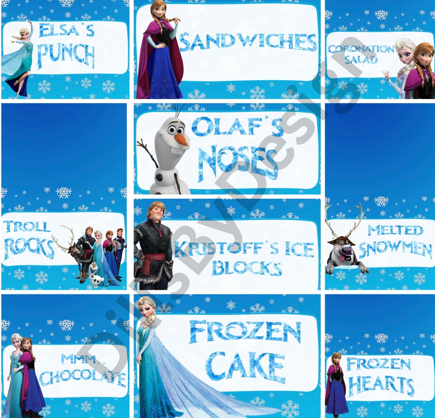 10 Food Labels-ice Queen Food Labels - Etsy