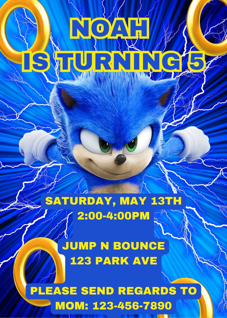 Sonic the Hedgehog Birthday Invitation - Etsy