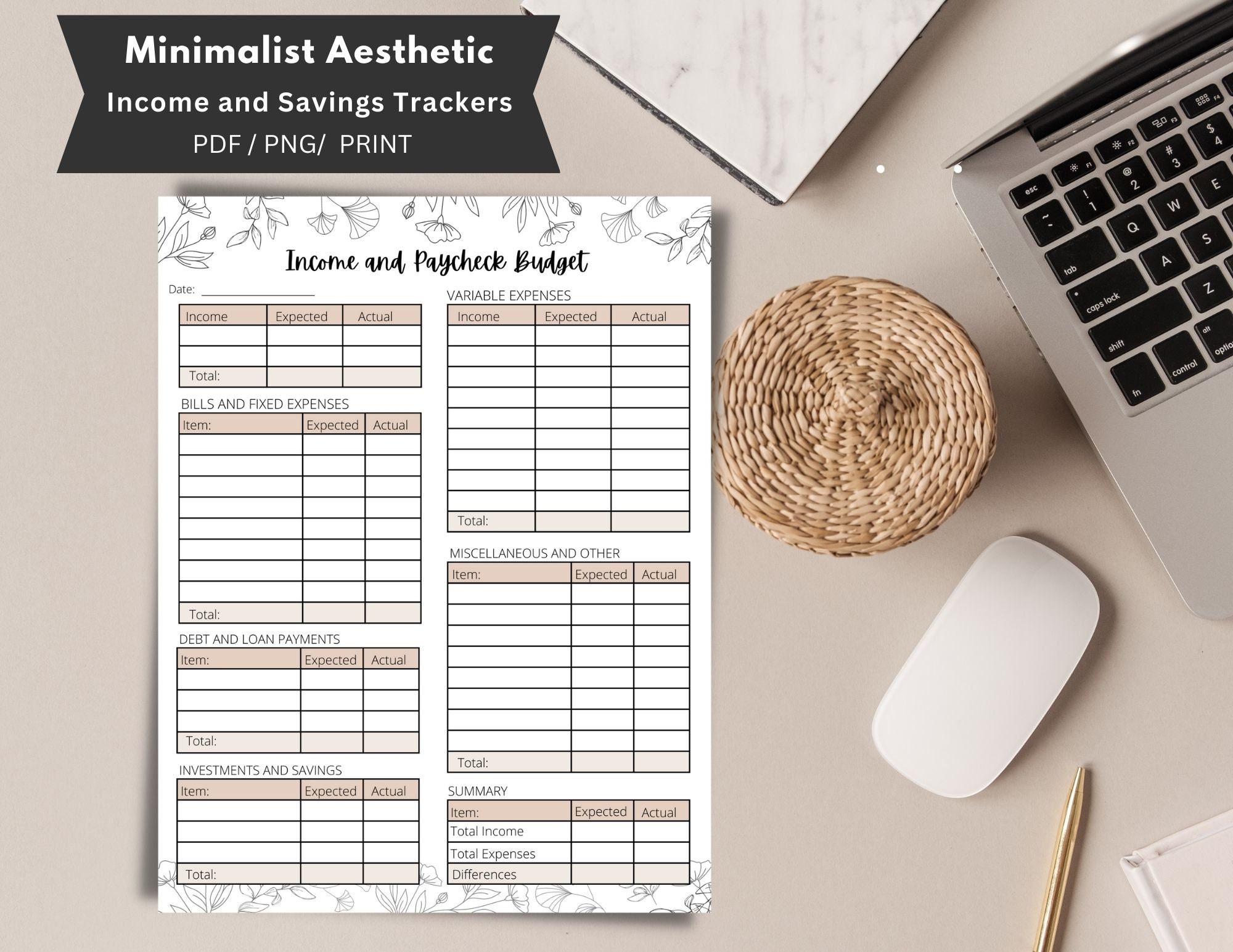 Printable Expense Tracker | Aesthetic Planner | Budget Planner PDF ...