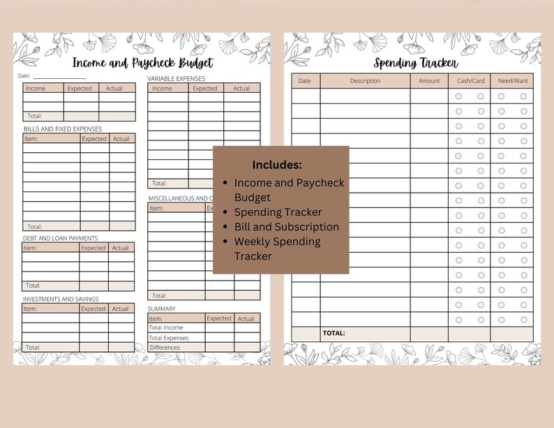 Printable Expense Tracker | Aesthetic Planner | Budget Planner PDF ...