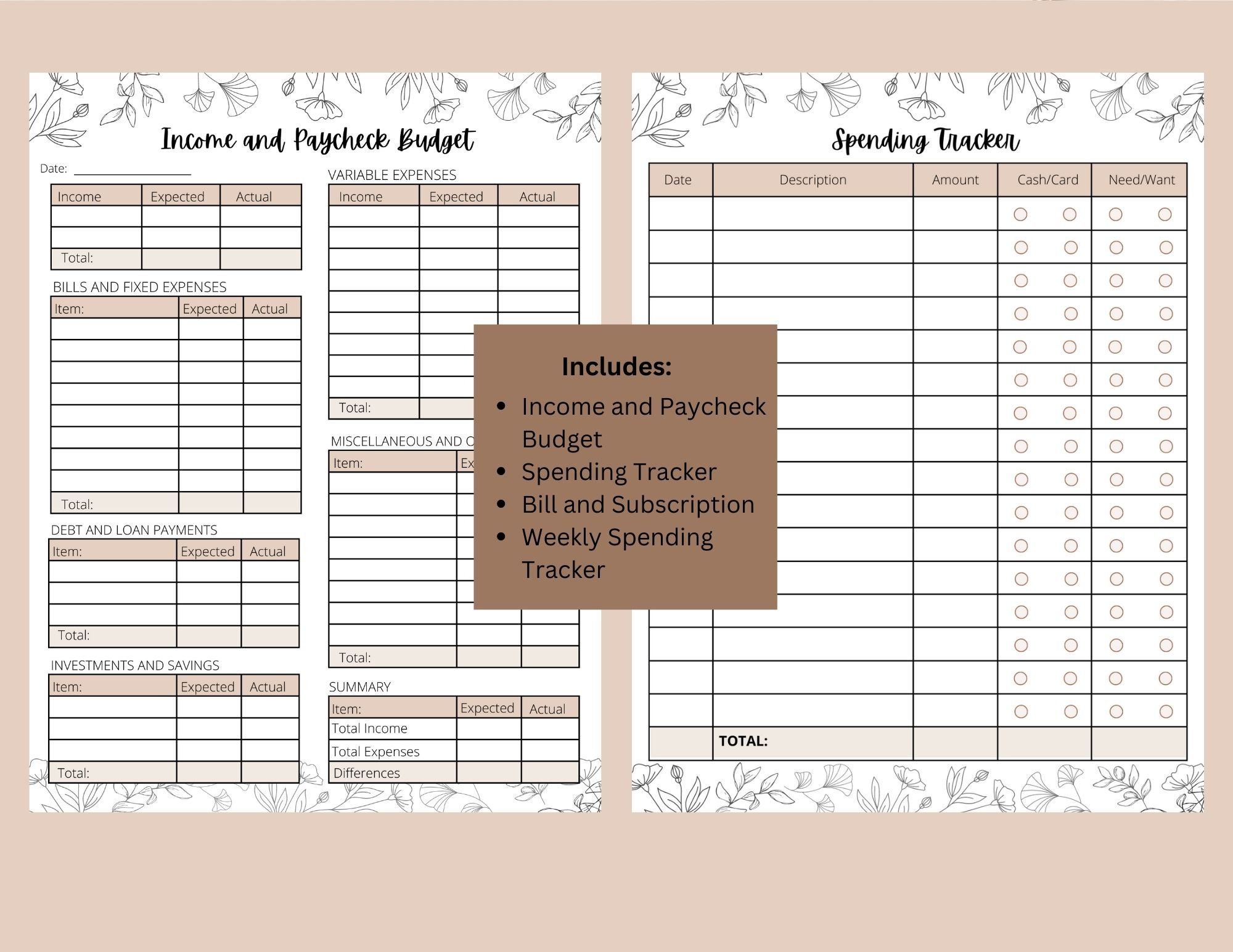 Printable Expense Tracker | Aesthetic Planner | Budget Planner PDF ...