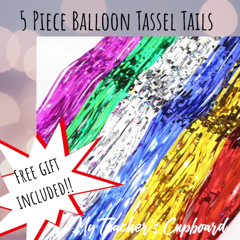 5 Pc Balloon Tassel Tails Metallic Fringe Balloon Decor for Parties ...