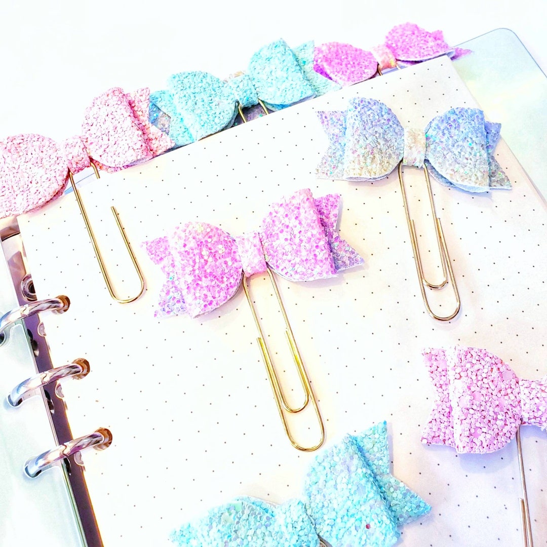 Bullet Journal Accessories Page Holder Planner Paper Clips Glitter Bow ...